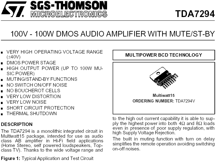 TDA 7294 Amplifier